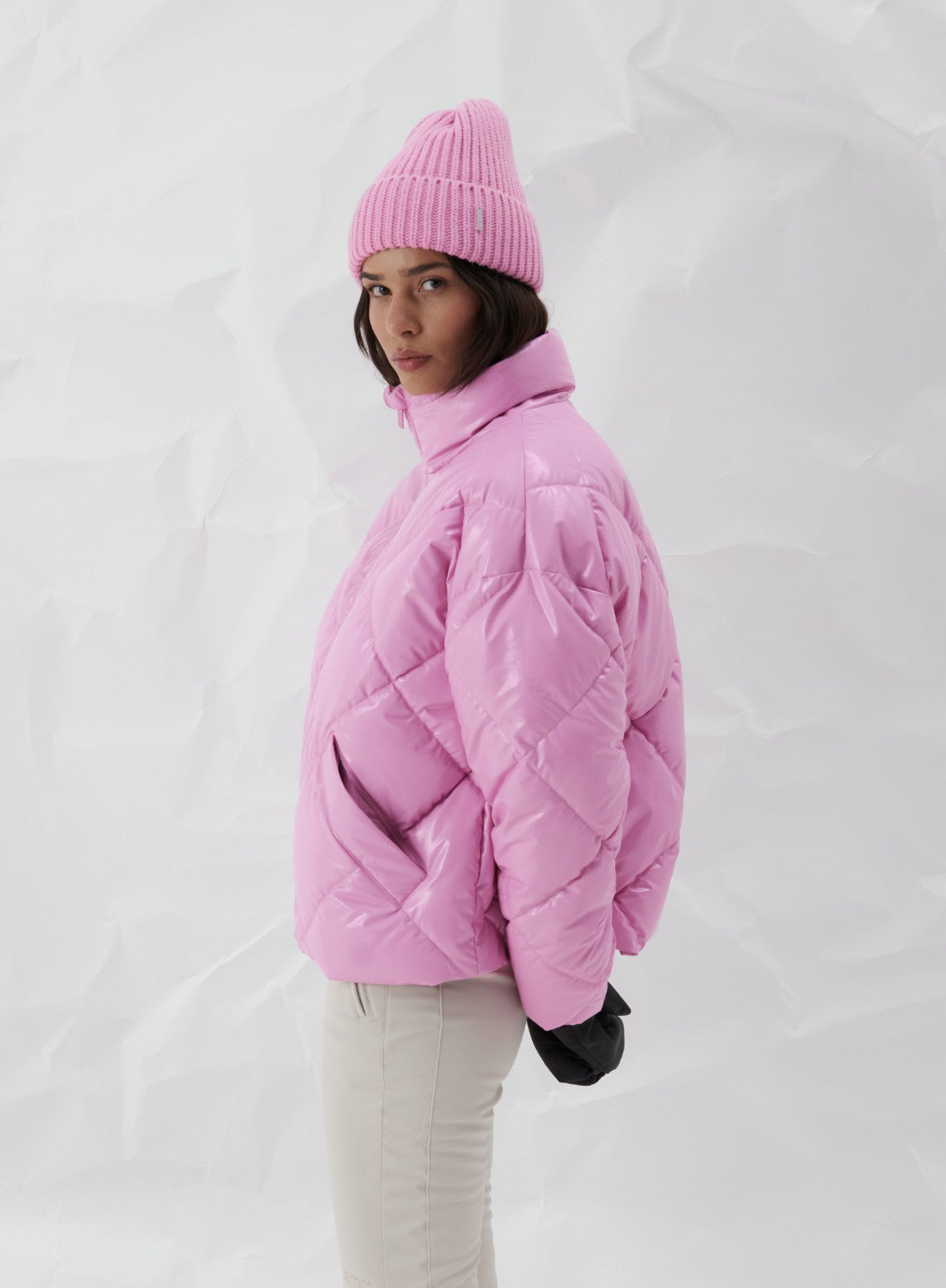 Peony Pink Diamond Quilt Puffer Jacket – AIM'N DE